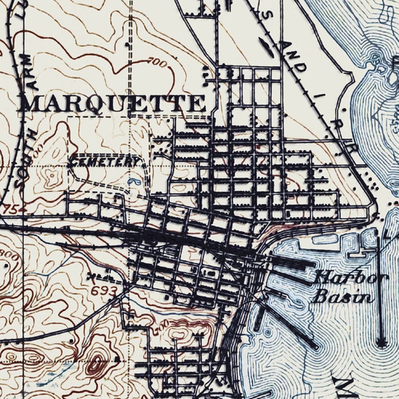 Marquette Map Historic Topographic Map 1907 Historic Map - Etsy