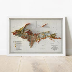 Upper Peninsula Topographic Map: 1911 Vintage Style Giclée Print - Etsy