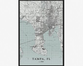 Tampa Bay north Old Map of Tampa Floria Vintage - Etsy