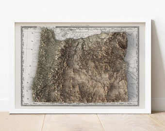 Vintage Oregon Map | Etsy