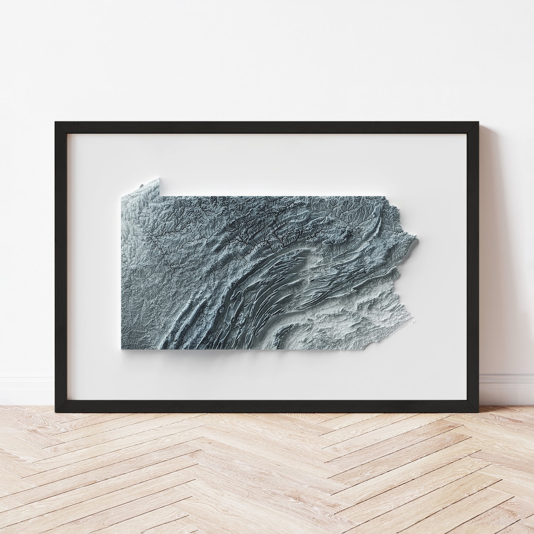Pennsylvania Topographic Map: Minimalist Style Giclée Print - Etsy
