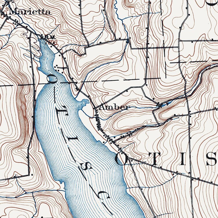 Otisco Lake Map Historical Topographic Map 1902 Historic | Etsy