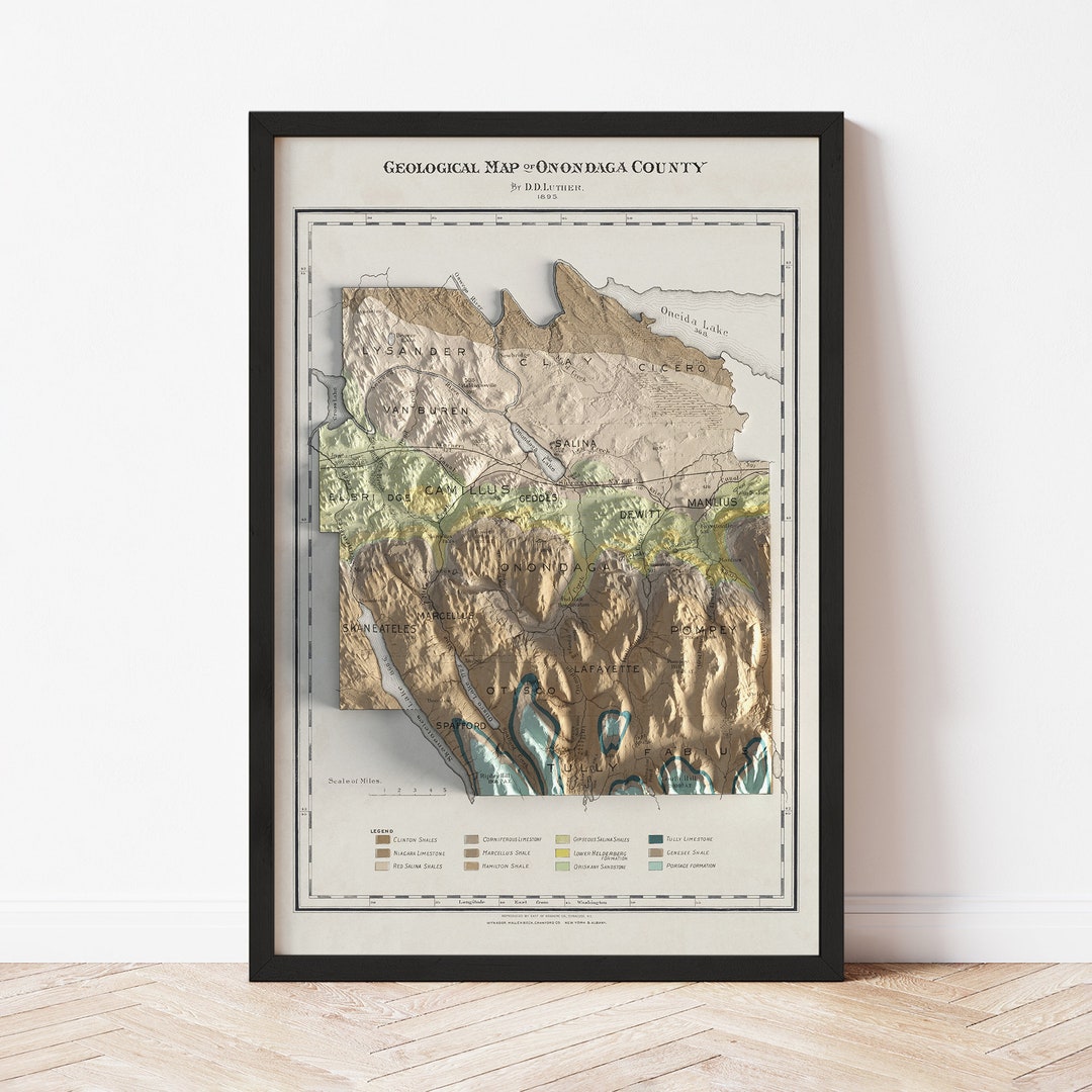Onondaga County Map Wall Art Print Vintage Topographic Map Print 1895 ...