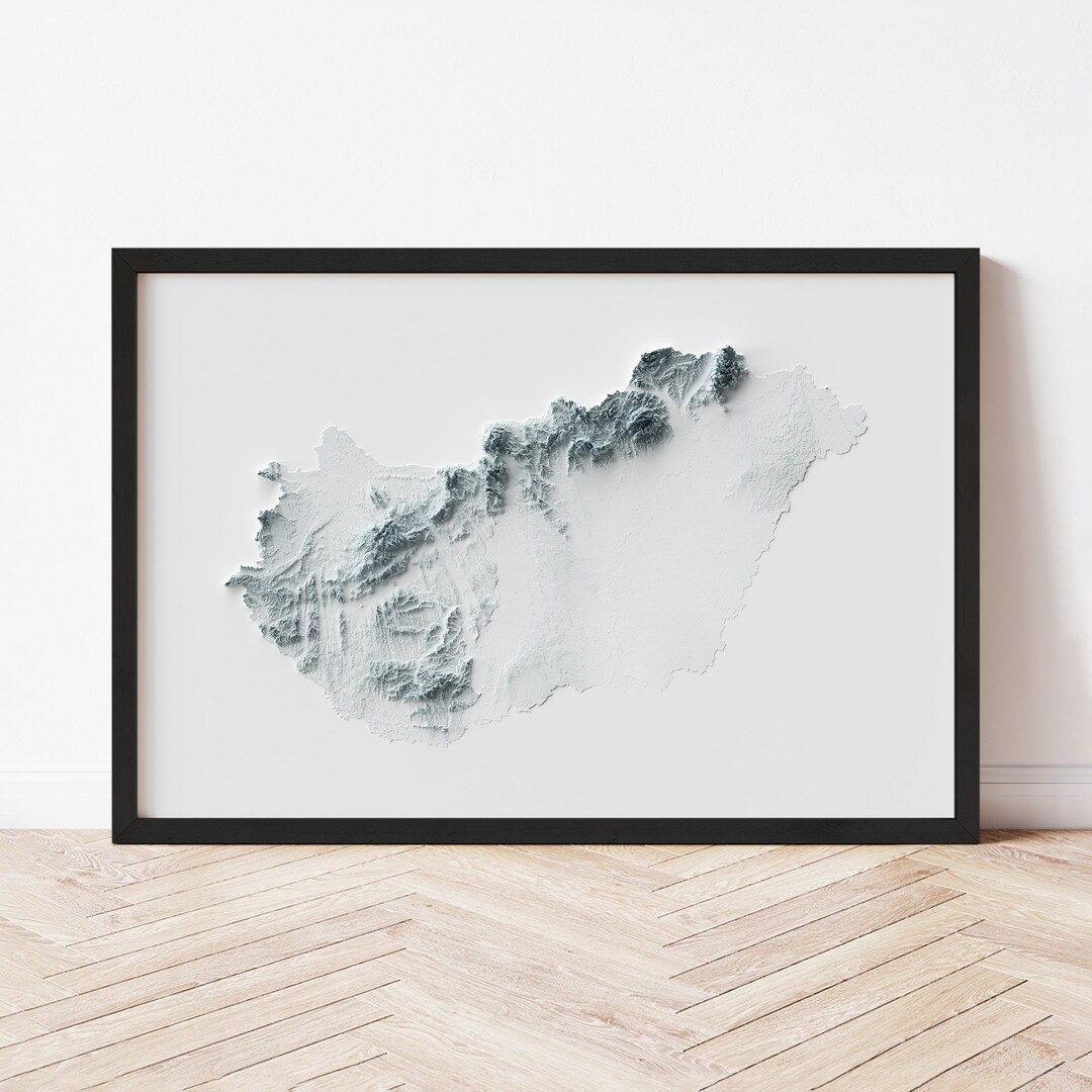 Hungary Topographic Map Poster | Minimalist Original Design | Giclee ...