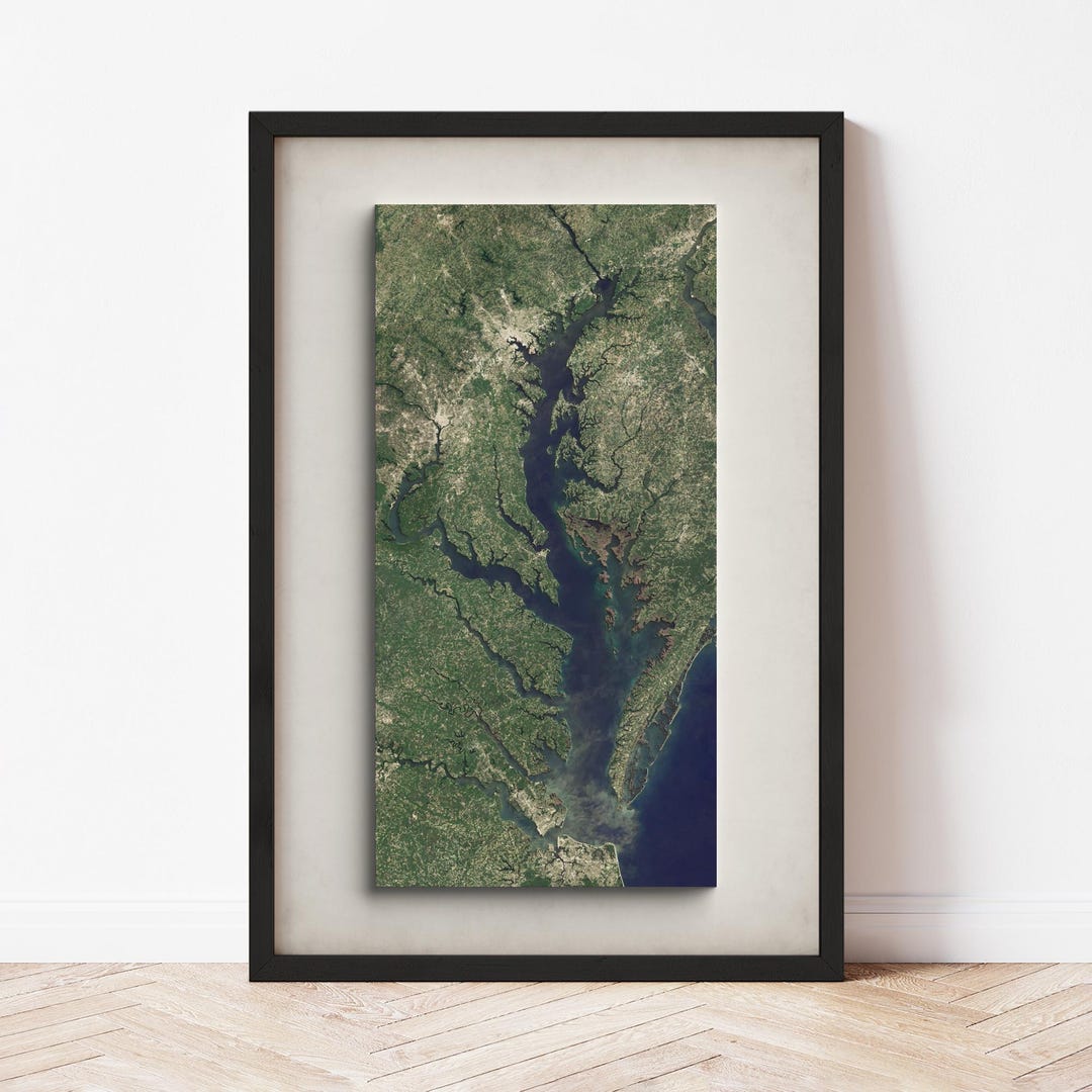 Chesapeake Bay Topographic Map Poster | Styled Satellite Imagery ...