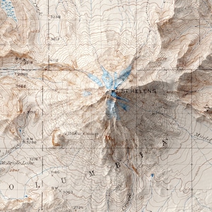 Mount St. Helens Map Wall Art Print Vintage Topographic Map Print 1919 ...