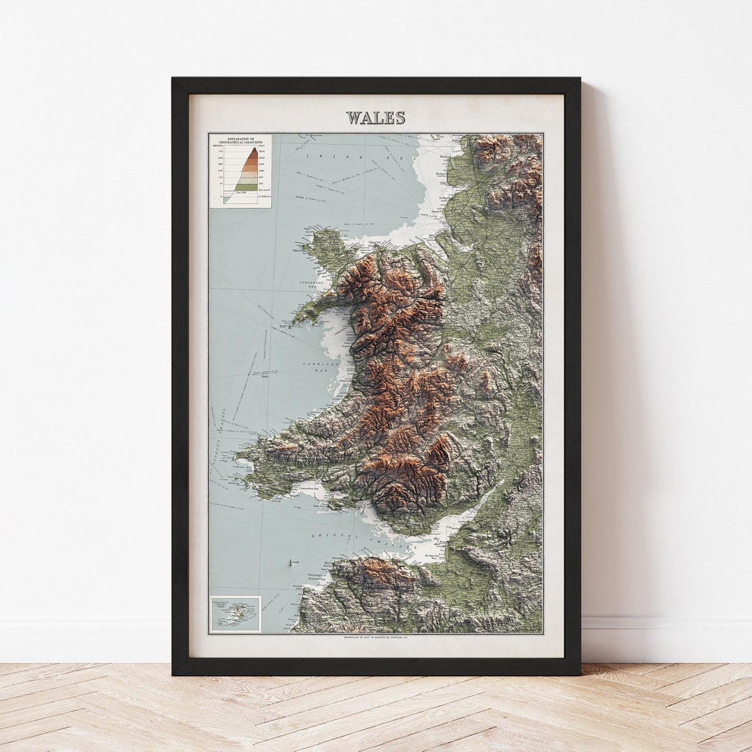 Wales Topographic Map: 1922 Vintage Style Giclée Print - Etsy