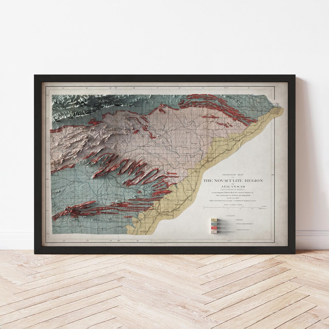 Hot Springs, Arkansas Topographic Map Poster | 1890 Vintage Replica ...