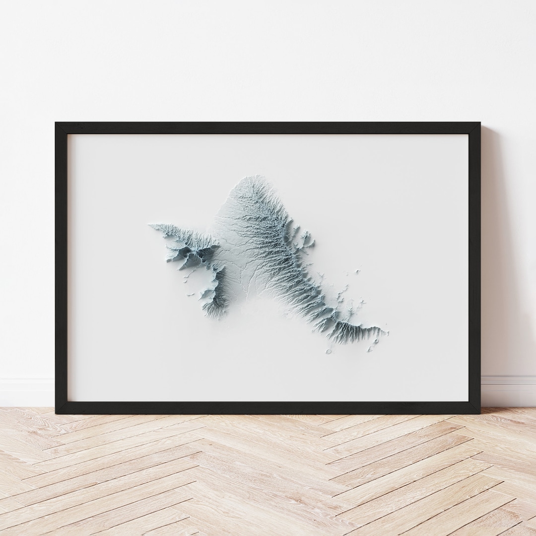Oahu Topographic Map Poster | Minimalist Original Design | Giclee Wall ...