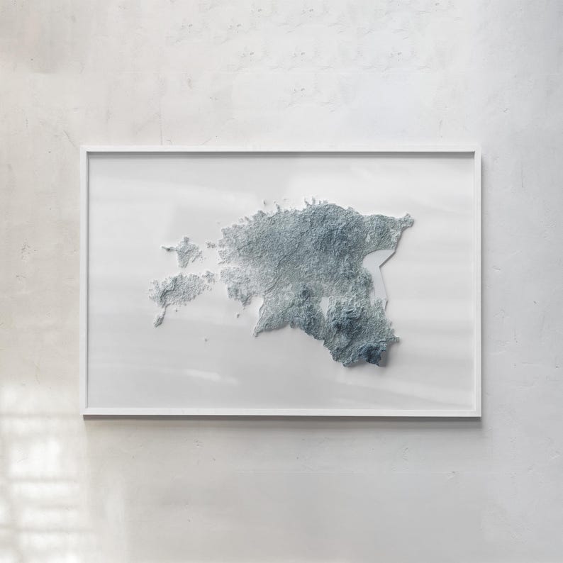 Estonia Poster | Topographic Shaded Relief Map (minimalist Style ...