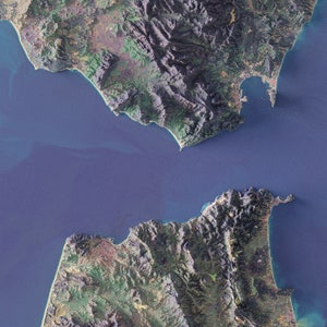 Strait of Gibraltar Topographic Map: Satellite Style Giclée Print - Etsy