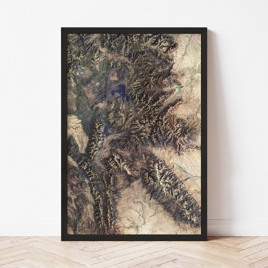 Northwest Wyoming Topographic Map Poster | Styled Satellite Imagery ...