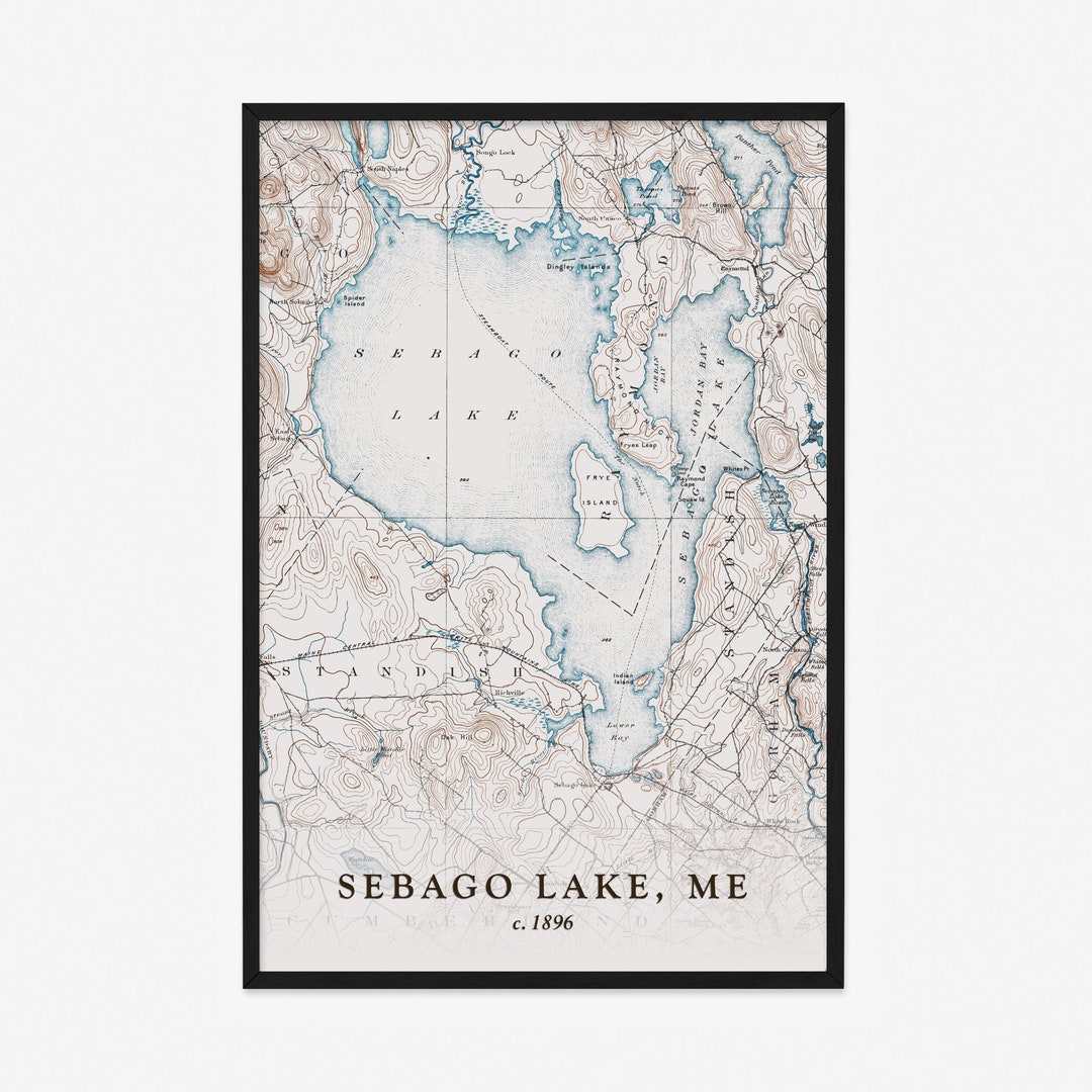 Sebago Lake Map 1896 Vintage Reproduction Giclée Poster Print - Etsy
