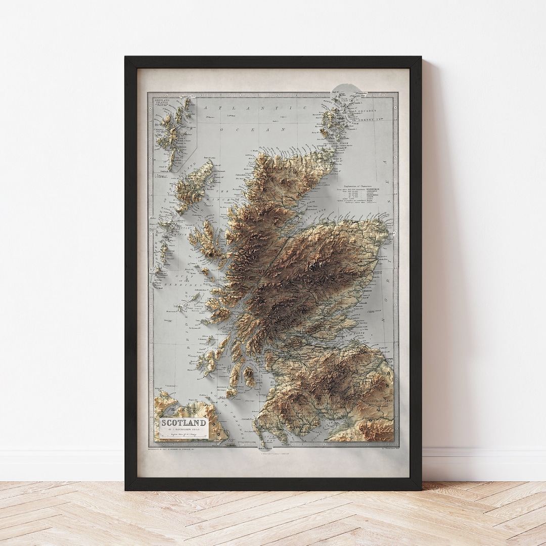 Scotland Topographic Map: 1871 Vintage Style Giclée Print - Etsy