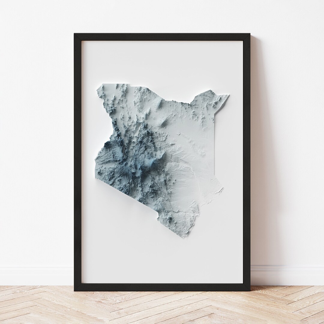Kenya Topographic Map: Minimalist Style Giclée Print - Etsy