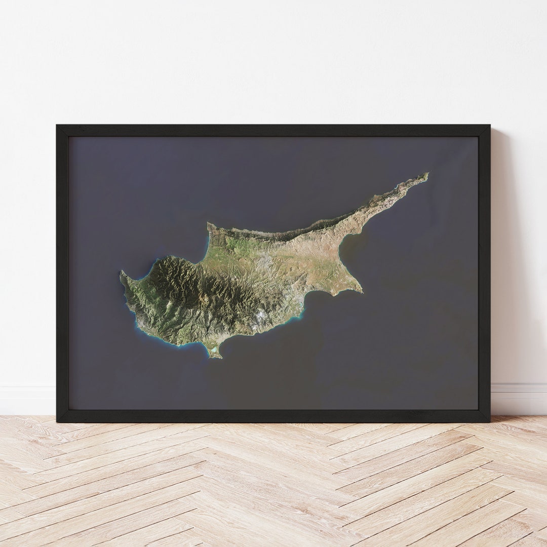 Cyprus Topographic Map: Satellite Style Giclée Print - Etsy