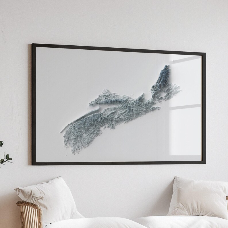 Nova Scotia Poster | Topographic Shaded Relief Map (minimalist Style ...