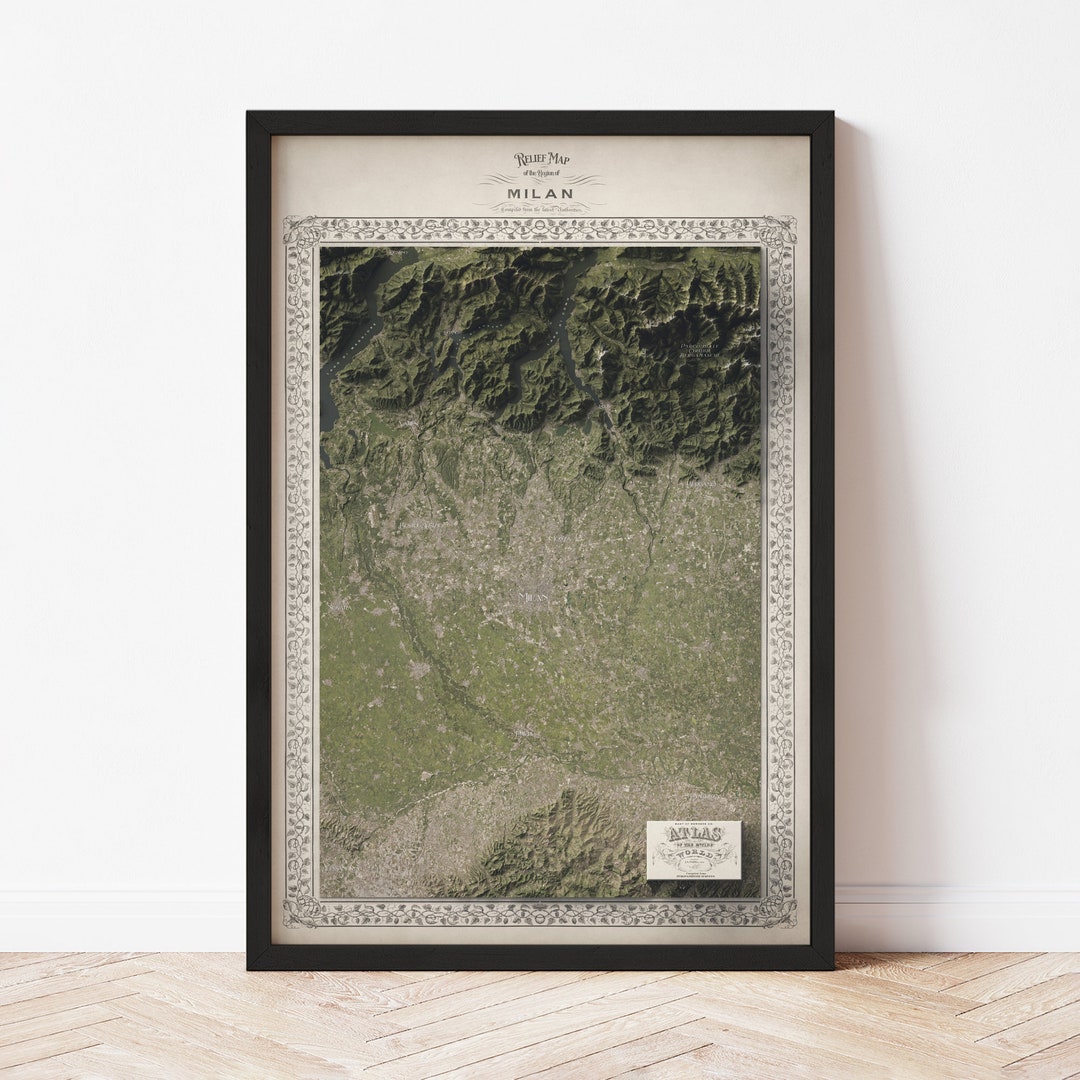 Milan Topographic Map Poster | Atlas Style Original Design | Giclee ...