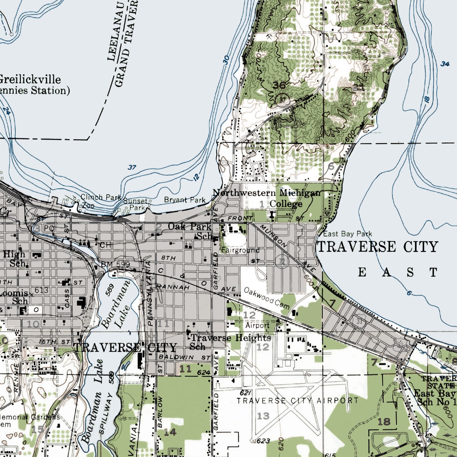 Traverse City Map Historic Topographic Map 1957 Historic | Etsy