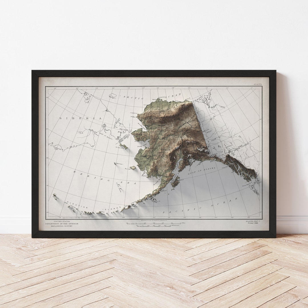 Alaska Topographic Map: 1949 Vintage Style Giclée Print - Etsy