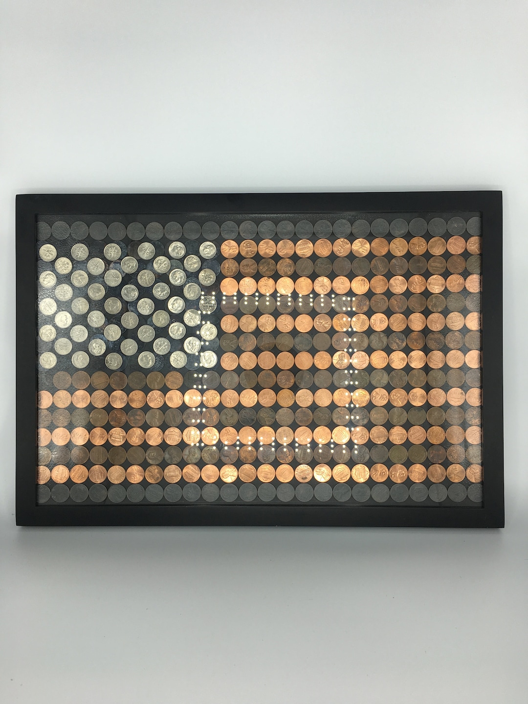 Pennies4thepeople Unique Handmade USA Flag Pennies Frame Smaller Size ...
