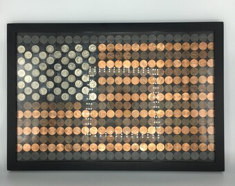 Pennies4thepeople Unique Handmade USA Flag Pennies Frame Smaller Size ...