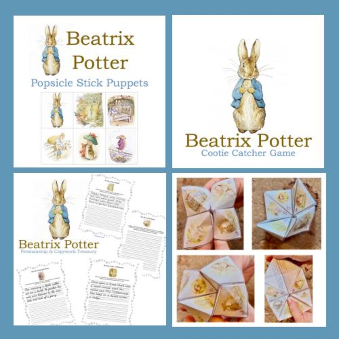 Beatrix Potter Set of Copywork Quotes From the Books, Cootie Catcher ...