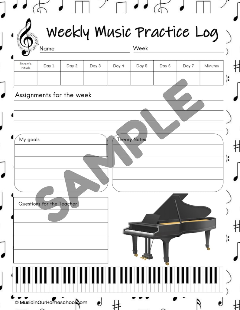 Music Practice Assignment Sheets - Etsy