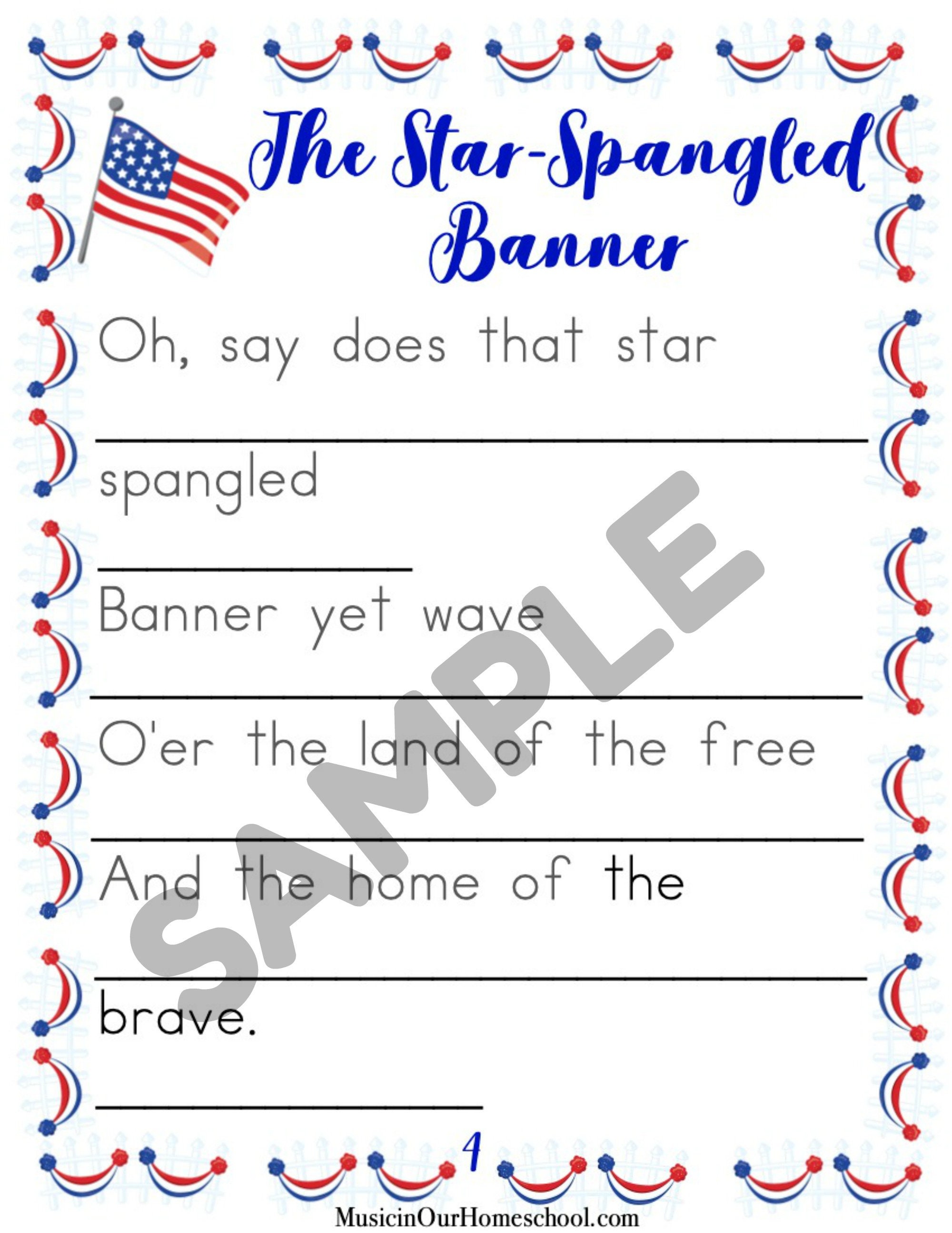 Star Spangled Banner Worksheets