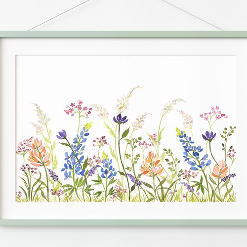 Spring Wildflowers Watercolor Wildflower Print Texas - Etsy