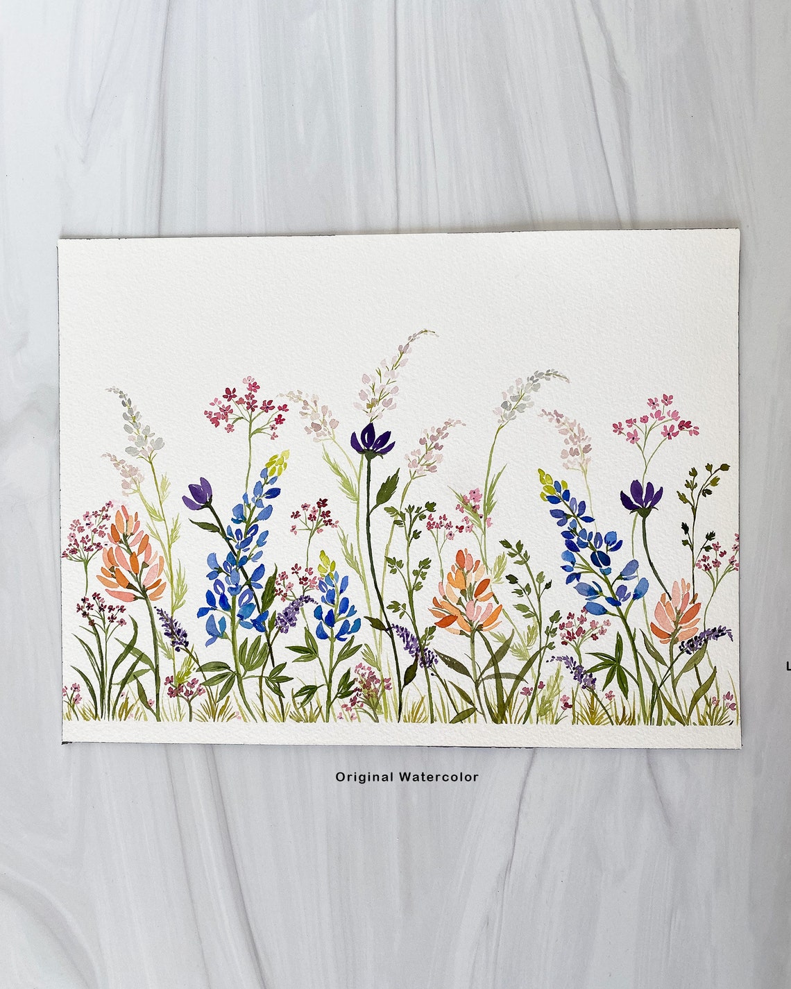 Spring Wildflowers, Watercolor Wildflower Print, Texas Wildflower Art ...