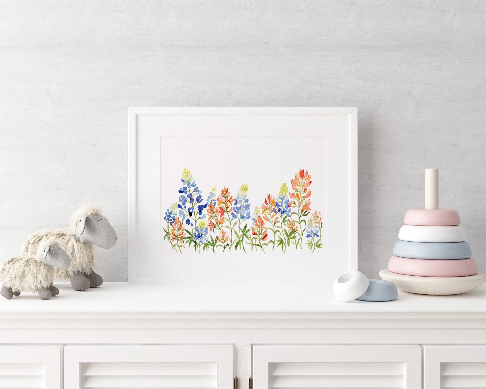 Watercolor Wildflower Art Texas Wildflowers Bluebonnets - Etsy