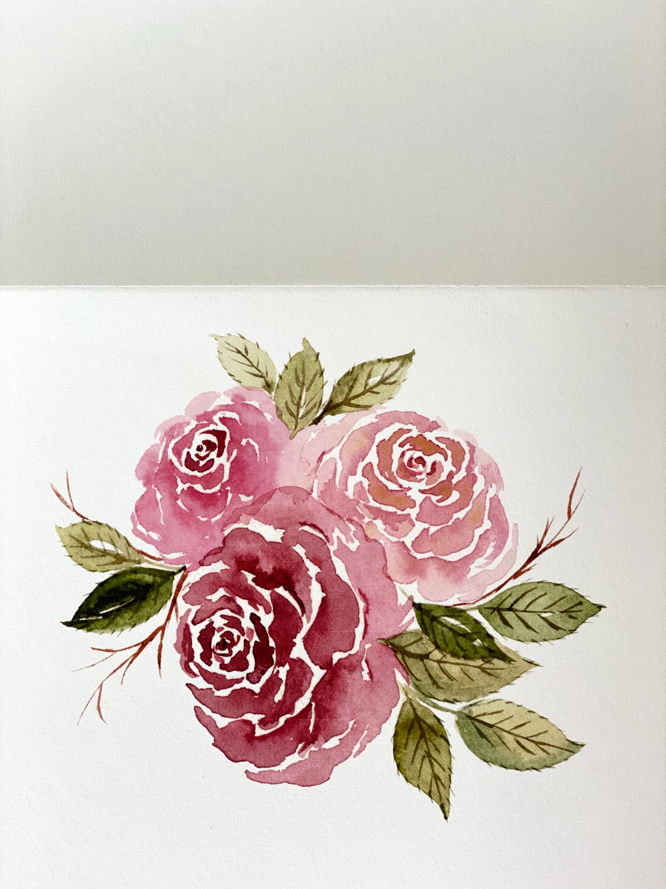 Watercolor Rose Floral Card Set 6 Assorted A6 Note Card Size Greeting ...