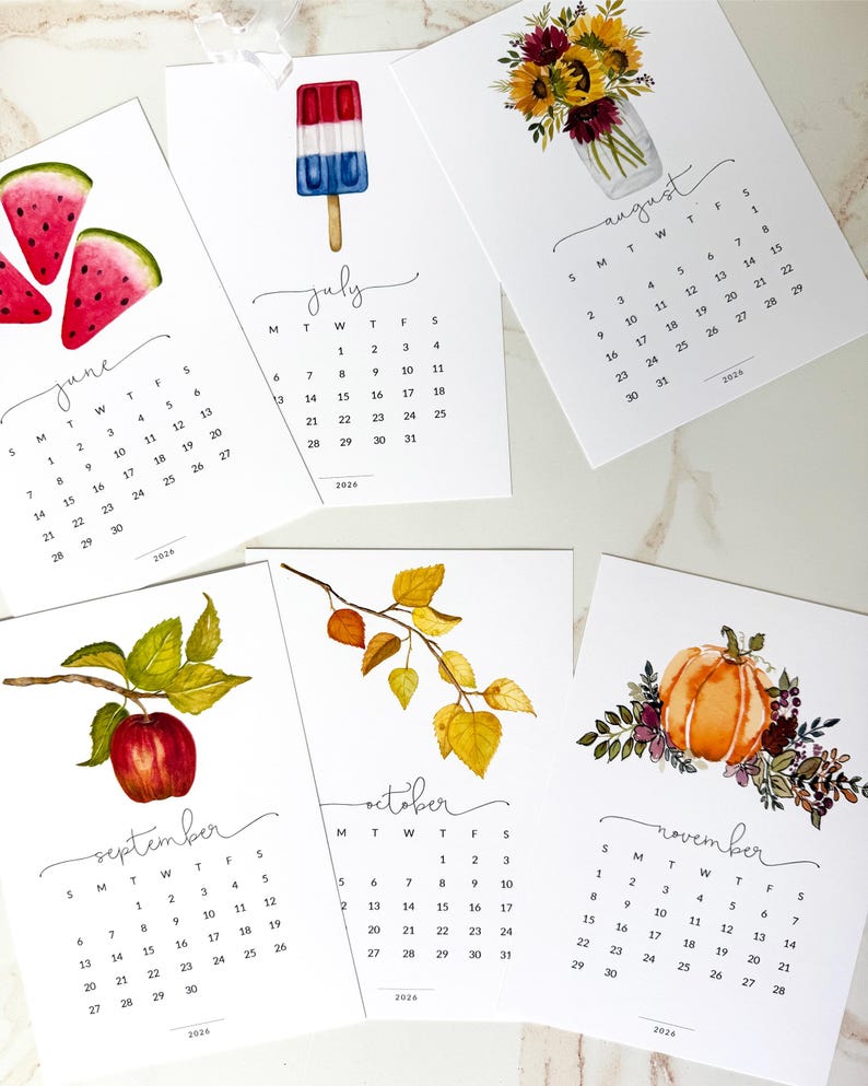 2026 Seasonal Watercolor Desk Calendar, 5 X 7 Inch With Stand or Clip ...