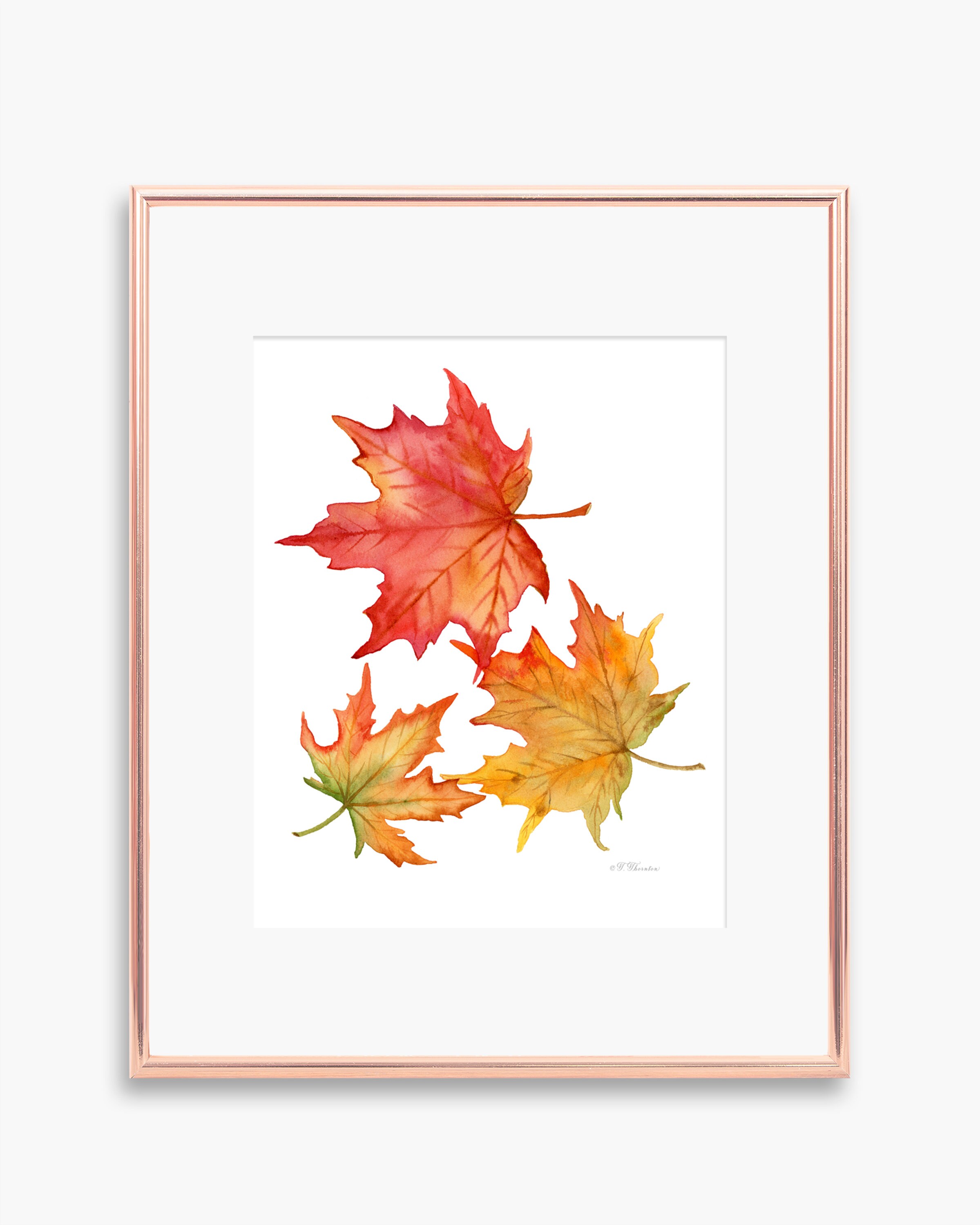 Watercolor Maple Leaves Print - Etsy