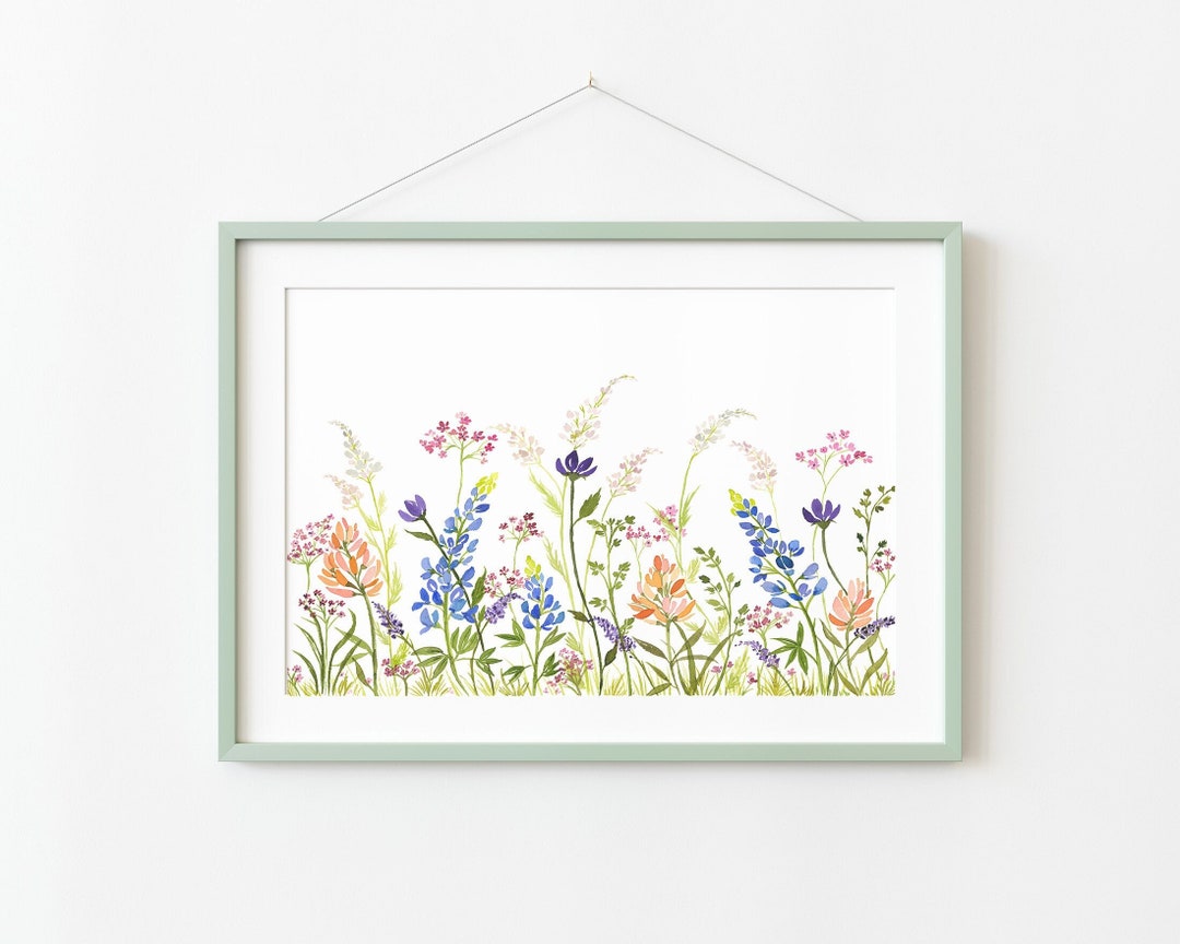Spring Wildflowers, Watercolor Wildflower Print, Texas Wildflower Art ...