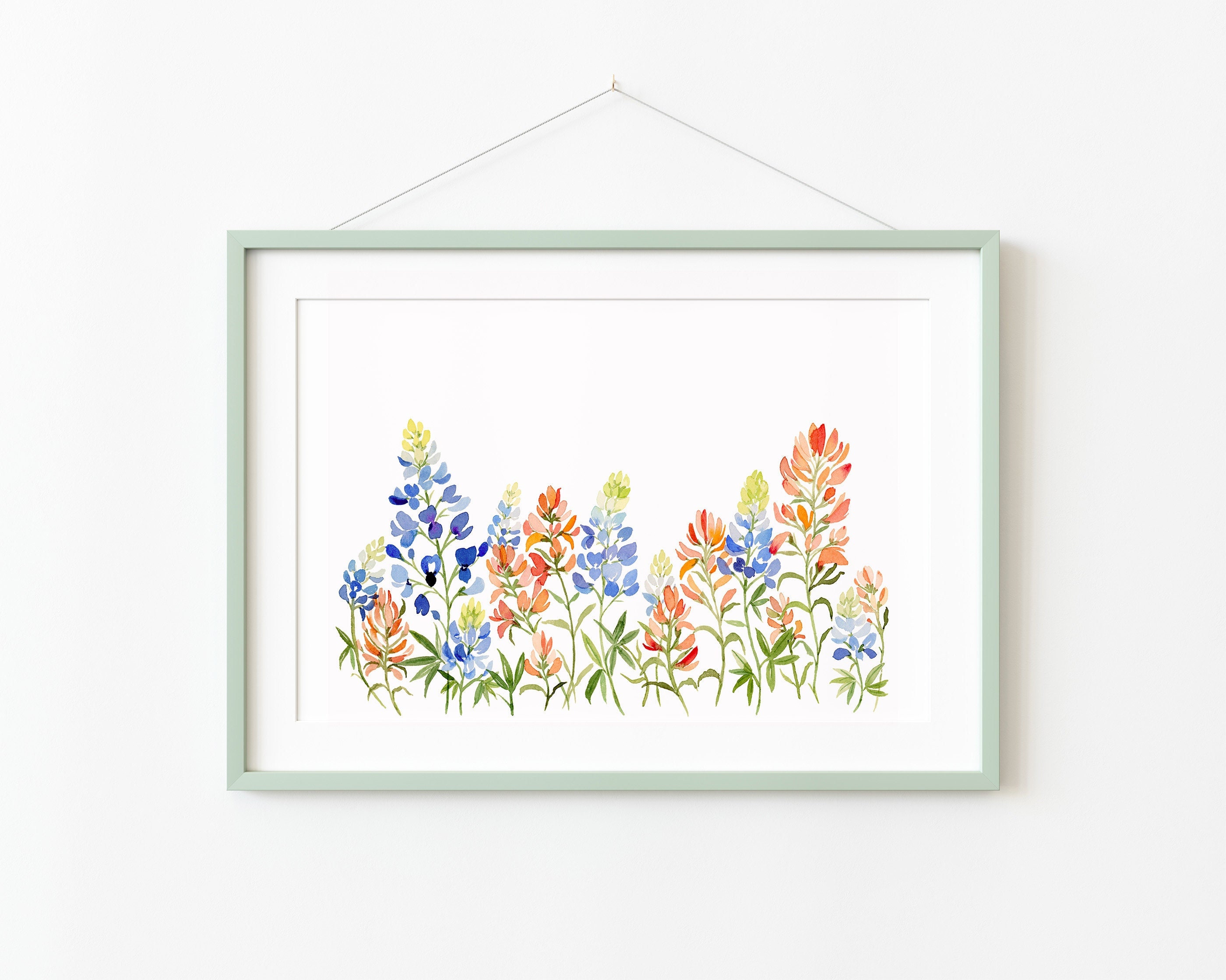 Watercolor Wildflower Art Texas Wildflowers Bluebonnets - Etsy