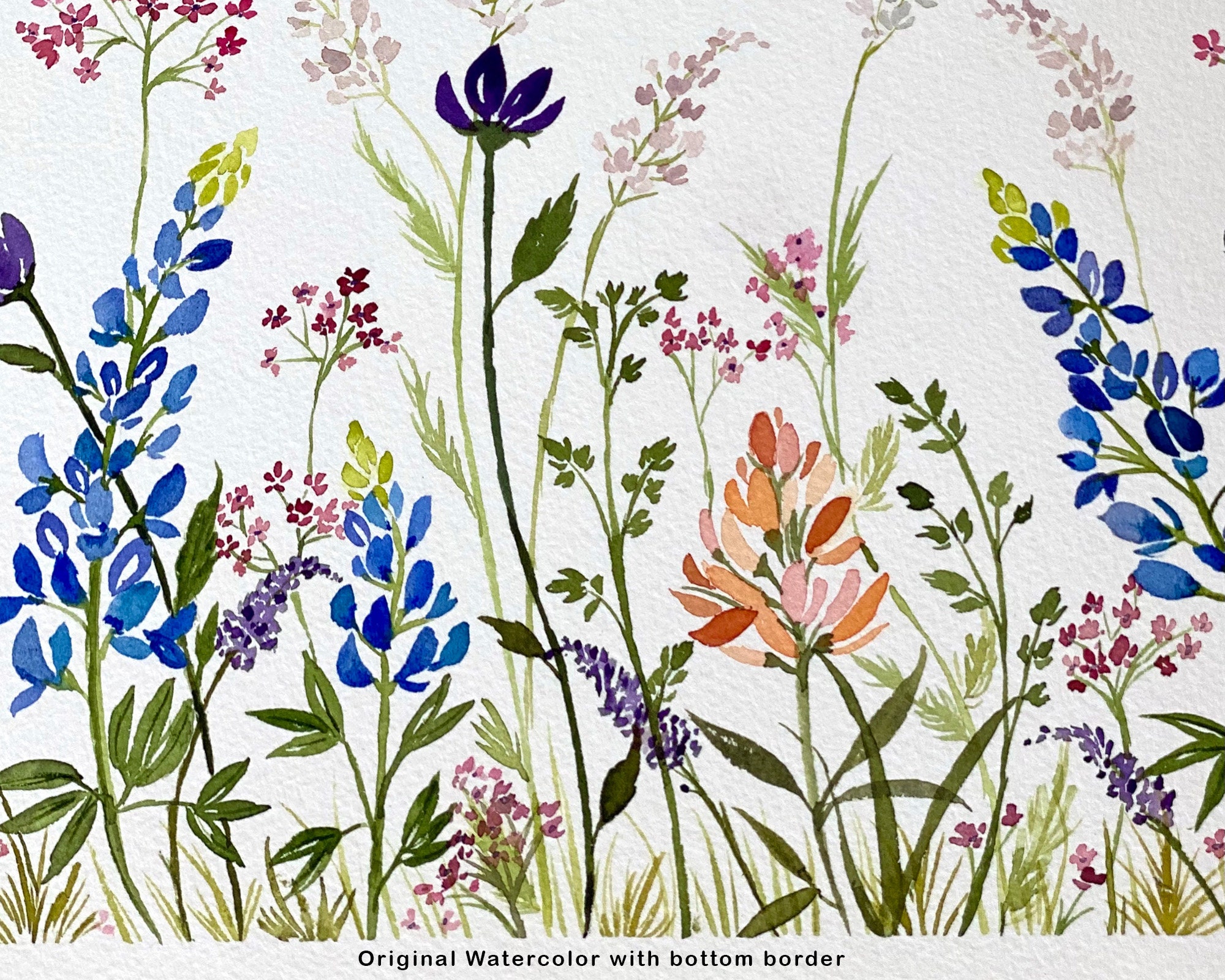 Spring Wildflowers Watercolor Wildflower Print Texas - Etsy