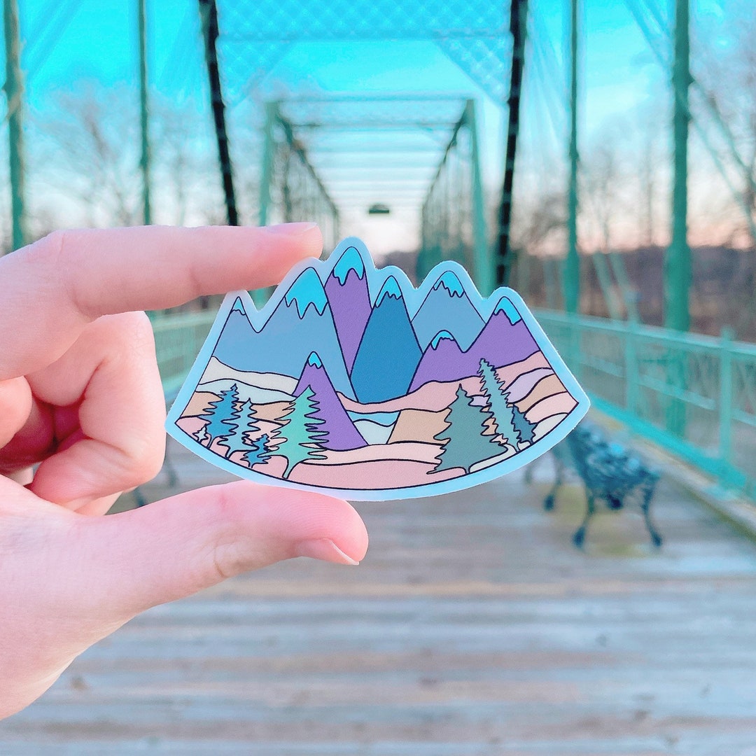 Mountain Range Sticker | Mountains and Trees Sticker | Forrest Sticker ...