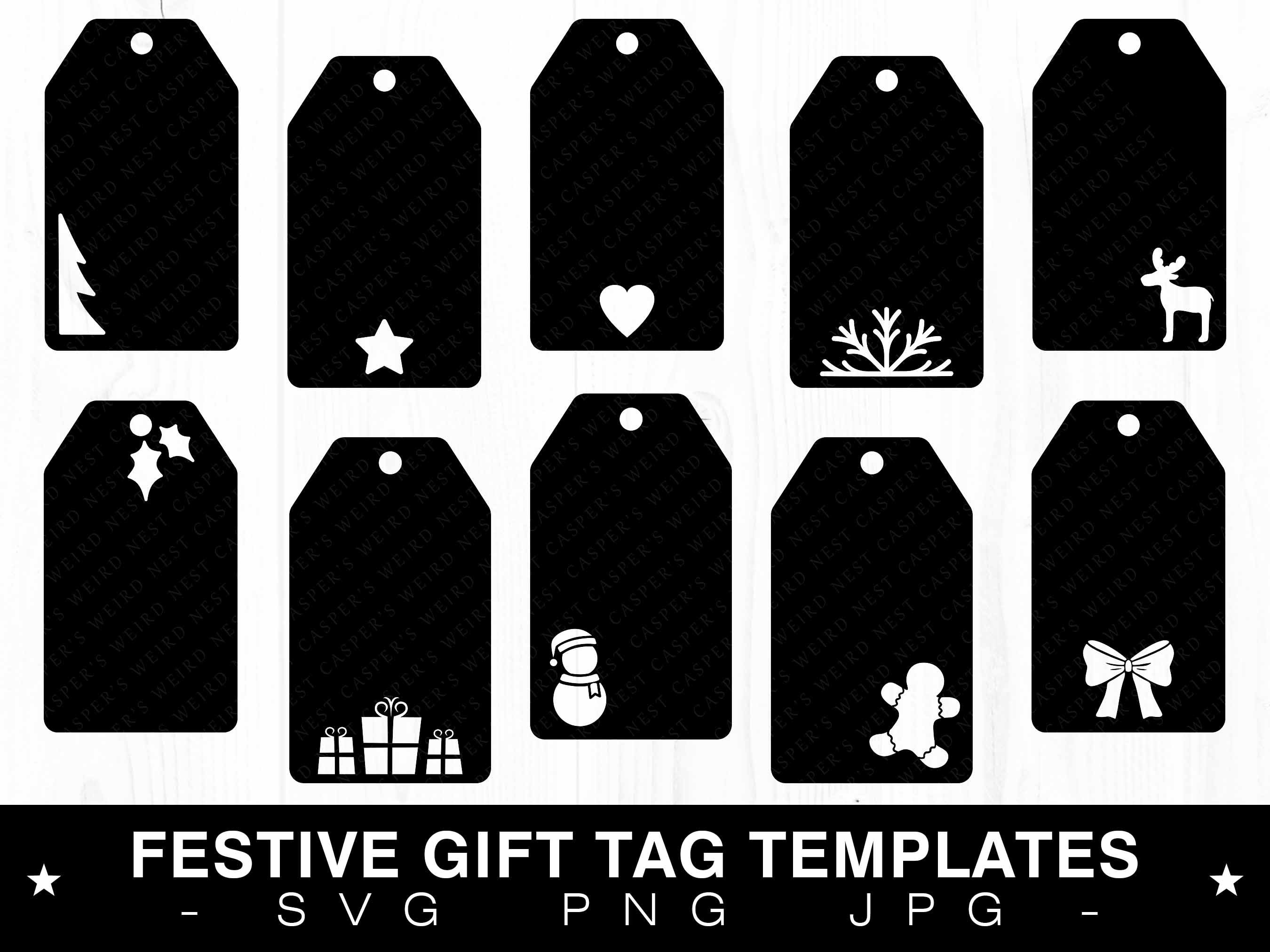 Christmas Gift Tag Templates SVG PNG JPG Commercial Use | Etsy