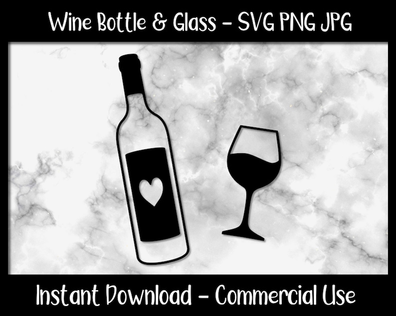 Botella de vino vidrio SVG PNG JPG archivos de corte - Etsy México
