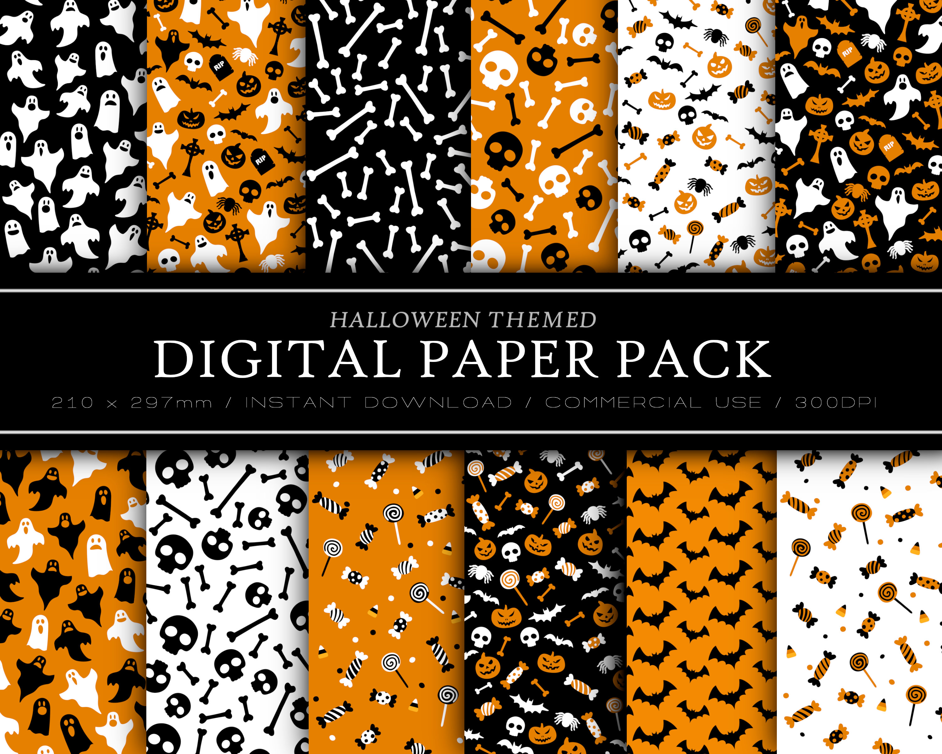 Halloween Digital Paper Pack SVG JPG PNG Commercial Use - Etsy