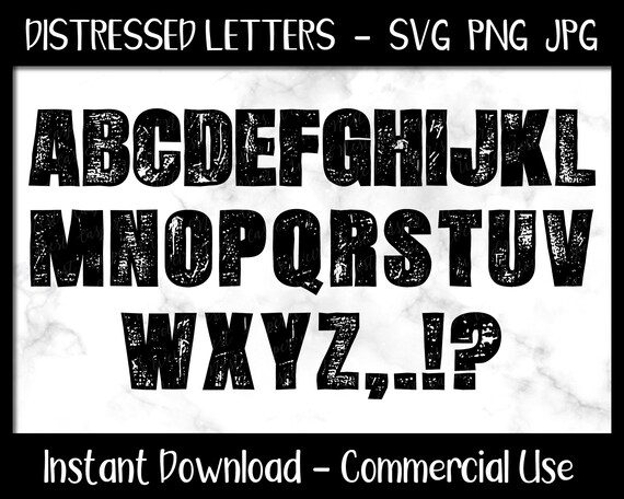 Distressed Alphabet SVG PNG JPG Uso comercial Descarga - Etsy España