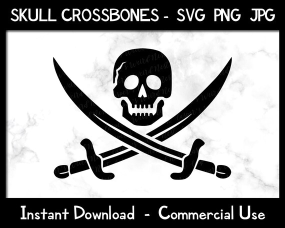 Skull & Crossbones SVG PNG JPG digital cut files Instant | Etsy