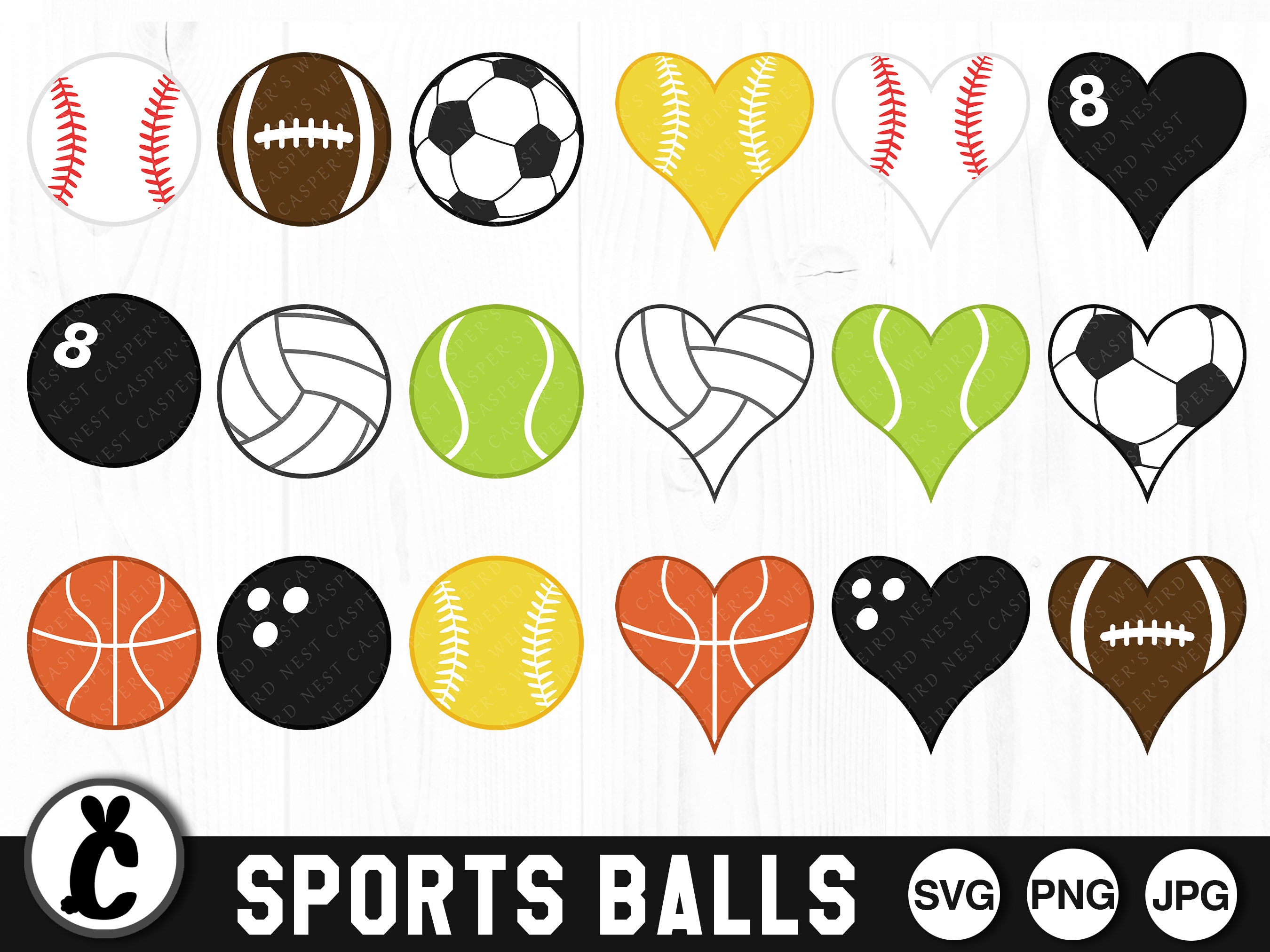 Sport Balls, SVG, PNG, Layered Svg, Digital Cut File, Instant Download ...