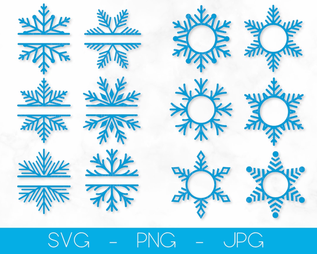 Snowflake Monograms, SVG, PNG, JPG, Commercial Use, Digital Cut Files ...