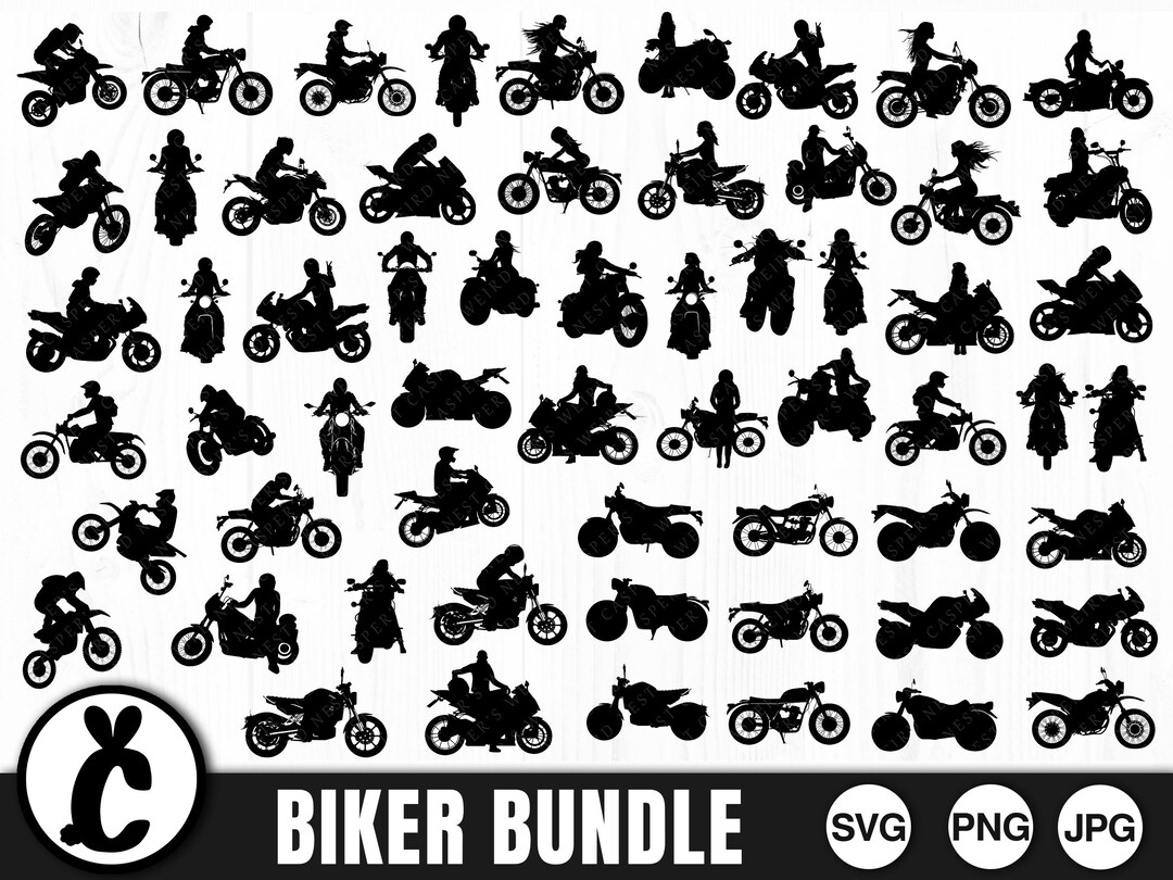 Biker Bundle, SVG, PNG, JPG, Digital Cut File, Transparent Background, Commercial Use, Instant ...