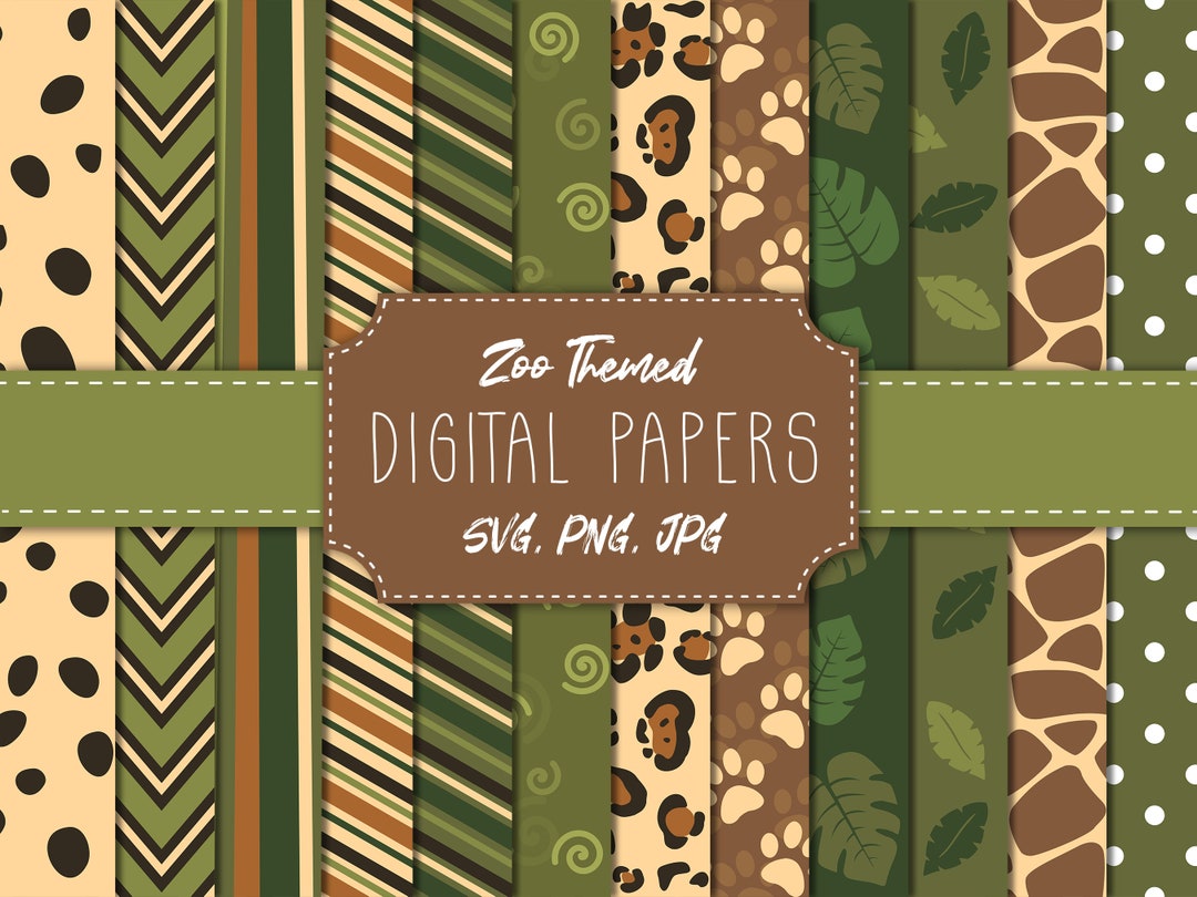 Zoo Themed, Digital Paper, SVG, PNG, JPG, Digital Cut File, Commercial ...