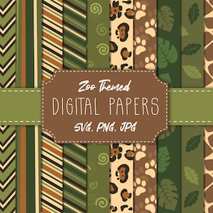 Zoo Themed, Digital Paper, SVG, PNG, JPG, Digital Cut File, Commercial ...