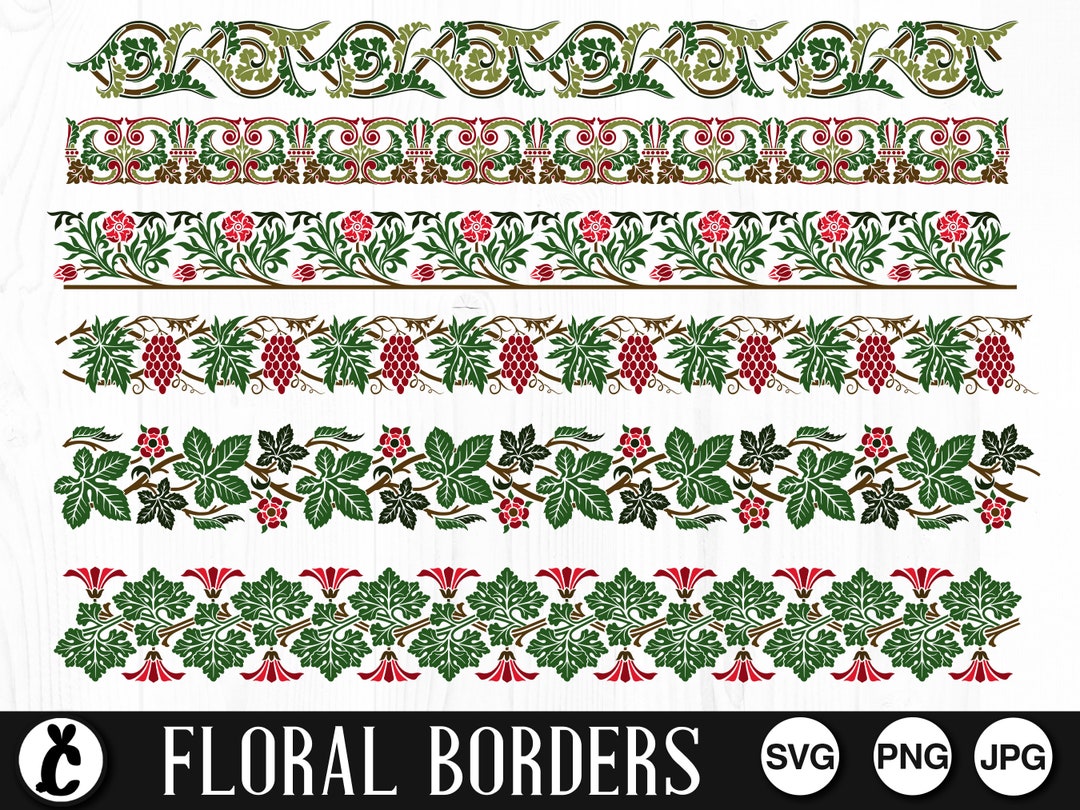 Floral Border, SVG, PNG, JPG, Digital Cut File, Commercial Use, Instant ...